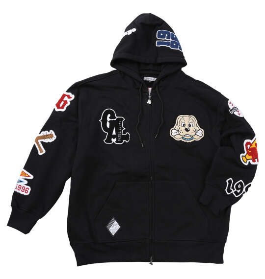 大きいサイズ メンズ GALFY 復活わんわん大学 フルジップ パーカー ブラック 1258-5372-2 3L 4L 5L 6L