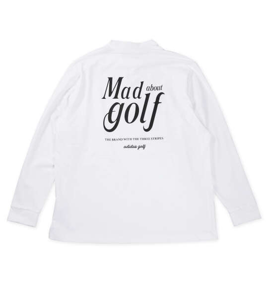 大きいサイズ メンズ adidas golf バックグラフィック 長袖 モックネック シャツ ホワイト 1278-5351-1 3XL 4XL 5XL