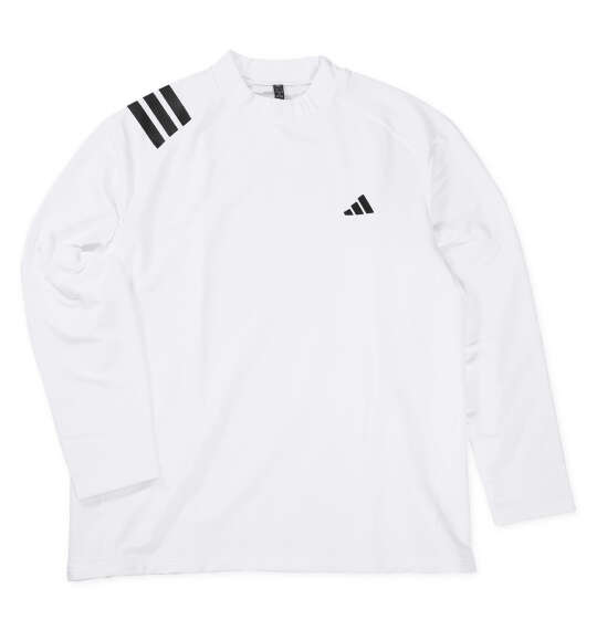 大きいサイズ メンズ adidas golf COLD.RDYスリーストライプ 長袖 モックネック シャツ ホワイト 1278-5352-1 3XL 4XL 5XL