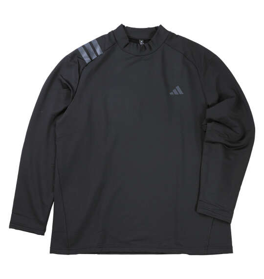 大きいサイズ メンズ adidas golf COLD.RDYスリーストライプ 長袖 モックネック シャツ ブラック 1278-5352-2 3XL 4XL 5XL