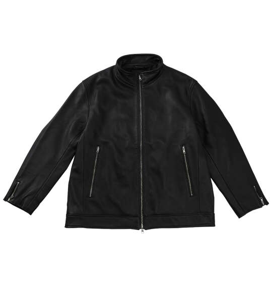 大きいサイズ メンズ TETE HOMME スタンドカラー レザー ブルゾン ブラック 1273-5357-2 3L 4L 5L 6L