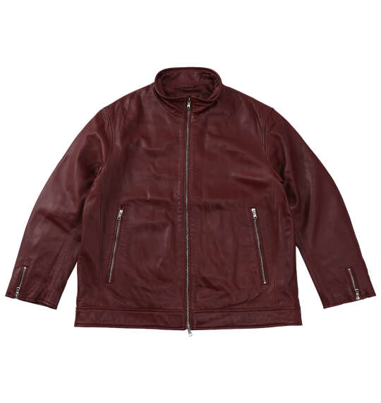 大きいサイズ メンズ TETE HOMME スタンドカラー レザー ブルゾン ワイン 1273-5357-4 3L 4L 5L 6L