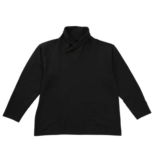 大きいサイズ メンズ TETE HOMME バイアスパネル柄 ボリュームネック 長袖 Tシャツ ブラック 1278-5646-2 3L 4L 5L 6L