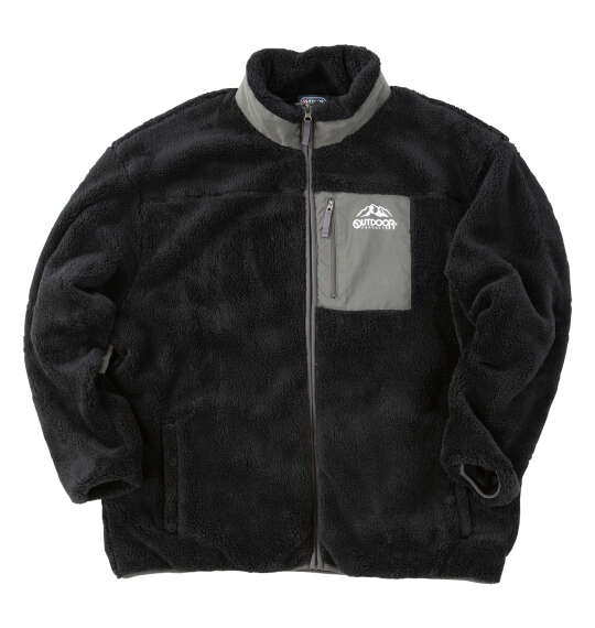 大きいサイズ メンズ OUTDOOR PRODUCTS 裏メッシュ ボア フリース ジャケット ブラック 1253-5324-2 3L 4L 5L 6L 7L 8L