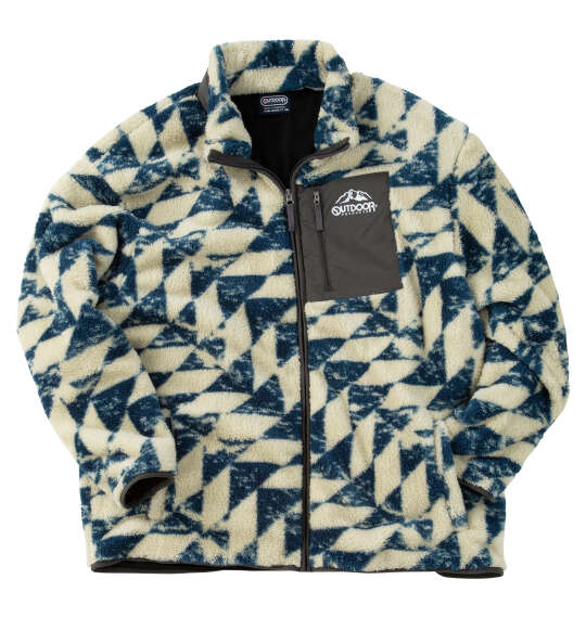 大きいサイズ メンズ OUTDOOR PRODUCTS 裏メッシュ ボア フリース ジャケット アイボリー系 1253-5325-1 3L 4L 5L 6L 8L