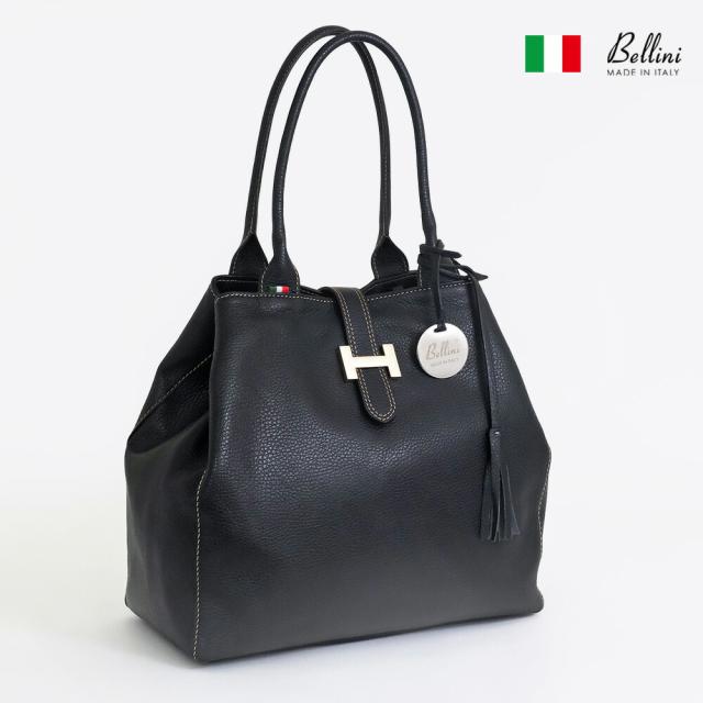 Bellini ヴァルデルササッチェル ハンドバッグ ブラック レディース イタリア製 本革バッグ 高級牛革 プレミアム 100％イタリアンレザー カーフレザー HANDBAG VALDELSA SATCHEL Made in Italy FH03ANM