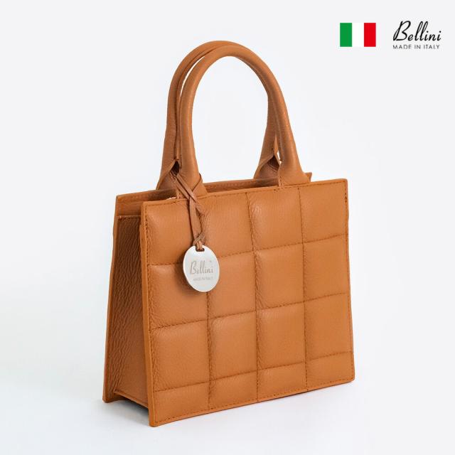 Bellini キルティング ハンドバッグ タン レディース イタリア製 本革バッグ 高級牛革 プレミアム 100％イタリアンレザー カーフレザー QUILTED HANDBAG Made in Italy LC780G