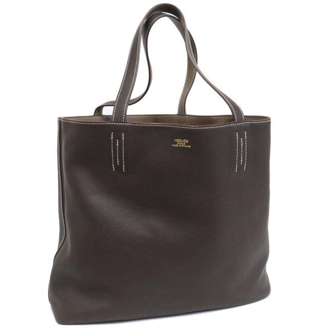 エルメス ドゥブルセンス45 四角JO刻印/トリヨンクレマンス/エベーヌ×エトゥープ 2011年 トート ショルダー リバーシブル バイカラー