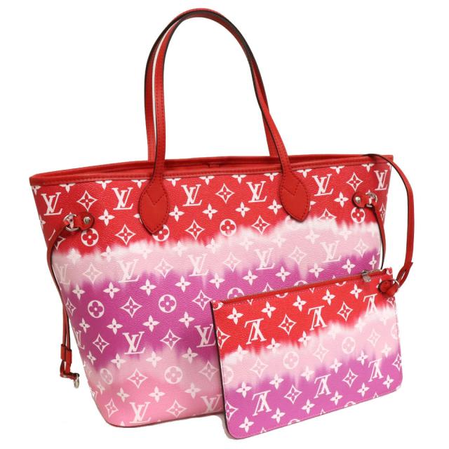 【中古】ルイ・ヴィトン LVエスカル ネヴァーフルMM(M45127)ルージュ トートバッグ 極美品