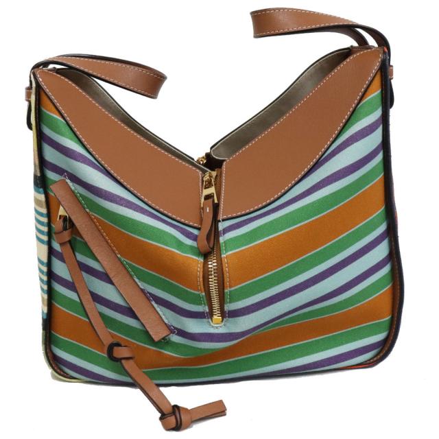 【中古】ロエベ ハンモック スモール ストライプ(387.70.S35)マルチカラー ハンドバッグ