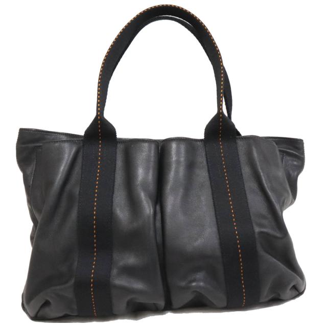 【中古】エルメス キャラバン ホリゾンタル MM ストラップ欠品 ブラック トートバッグ