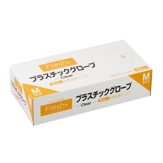 大黒工業　フレッシュプラス　プラスチックグローブ　レギュラー　Mサイズ　粉なし　100枚×30箱【取り寄せ商品・即納不可】
