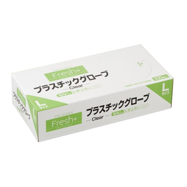 大黒工業　フレッシュプラス　プラスチックグローブ　レギュラー　Lサイズ　粉なし　100枚×30箱【取り寄せ商品・即納不可】