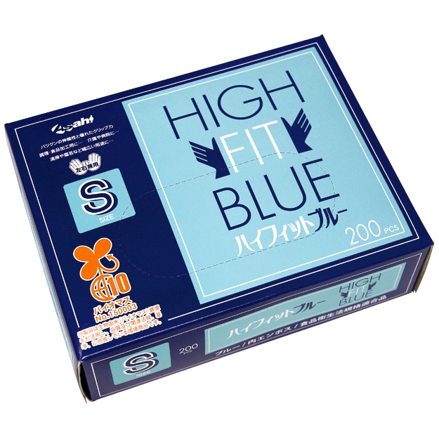 旭創業　ポリエチレン手袋　ハイフィットグローブ　ブルー　Sサイズ　200枚×30箱入【取り寄せ商品・即納不可】