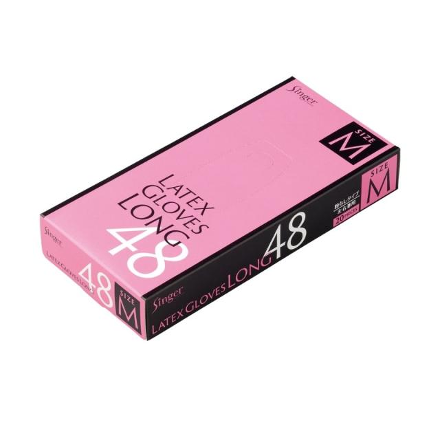 宇都宮製作　シンガーラテックス手袋　ロング48　Mサイズ　20枚×20箱【取り寄せ商品・即納不可・代引き不可・返品不可】