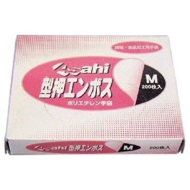型押エンボス手袋　M　200枚入ｘ40箱●ケース販売お徳用【取り寄せ商品・即納不可・代引き不可・返品不可】