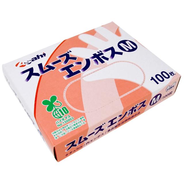 スムーズエンボス　手袋　Mサイズ　100枚入×60箱【取り寄せ商品・即納不可・代引き不可・返品不可】