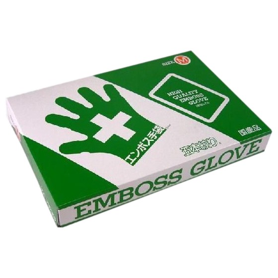 エンボス手袋 ５本絞り　内エンボス　化粧箱入　東京パック　Ｍ　２００枚入ｘ２０箱入り●ケース販売お徳用