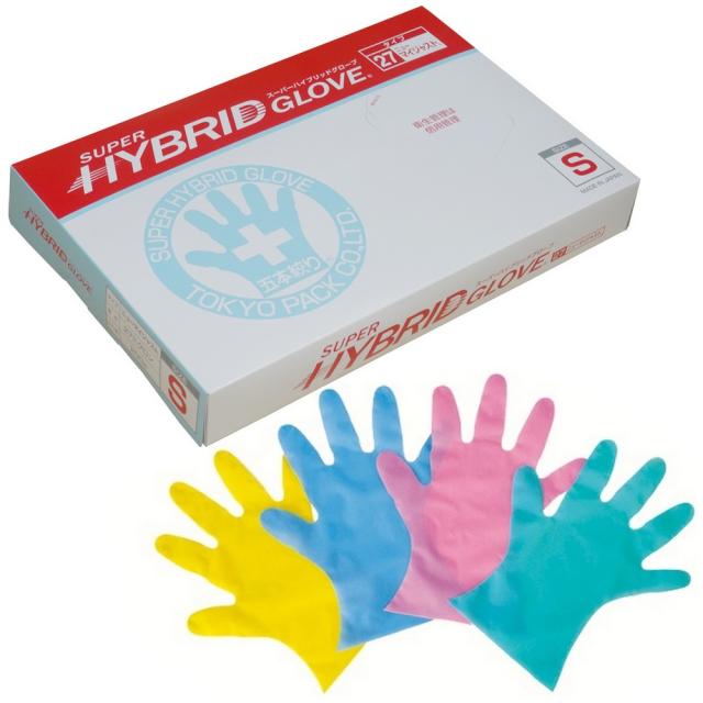 東京パック　エンボス手袋　スーパーハイブリッドグローブ　ニューマイジャスト　内エンボス　ピンク　S　200枚×20箱入●ケース販売お徳用【取り寄せ商品・即納不可】