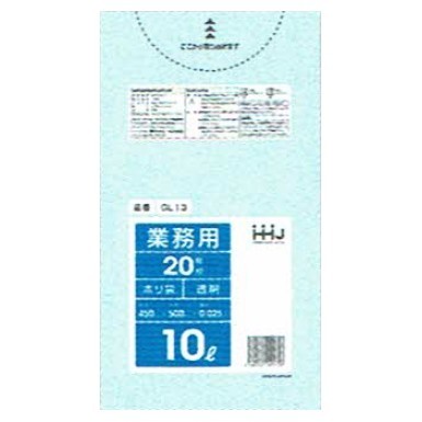 【法人様限定】ポリ袋　10L　透明　0.025×450×500mm　20枚×60冊 （1200枚）GL13　3ケースロット【メーカー直送・時間指定不可・沖縄、離島不可】