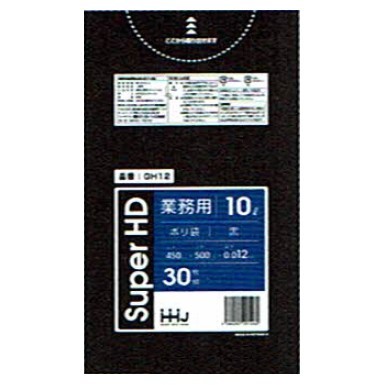 【法人様限定】ポリ袋　10L　HDPE　0.012×450×500mm　黒　30枚×60冊(1800枚)　GH12　3ケースロット【メーカー直送・時間指定不可・沖縄、離島不可】