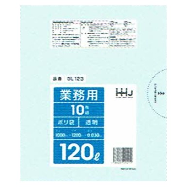 【法人様限定】ポリ袋　120L　LLDPE 0.03×1000×1200mm　透明　10枚×20冊 （200枚）GL123　3ケースロット【メーカー直送・時間指定不可・沖縄、離島不可】