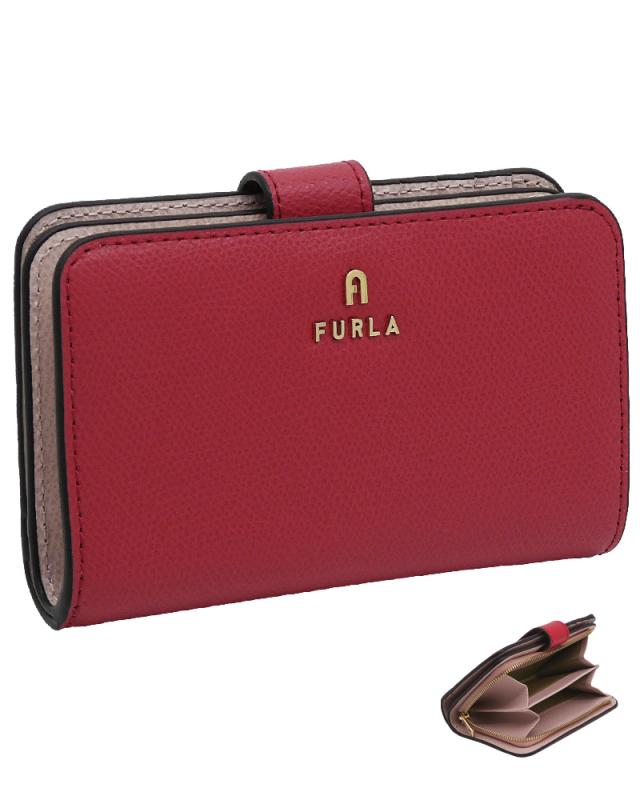 【2025年秋冬 新作】 フルラ Furla Camelia コンパクト財布 M RUBY+COROLLA int. レッド+ピンク WP00314_ARE000_1007_4305S カメリア 二つ折り コンパクトウォレット レディース 【新品 新作 未使用 正規品】