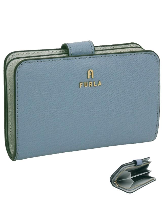 【2025年秋冬 新作】 フルラ Furla Camelia コンパクト財布 M CELESTIAL+COLOR CRISTALLO d int. ブルー系 WP00314_ARE000_1007_4352S カメリア 二つ折り コンパクトウォレット レディース 【新品 新作 未使用 正規品】