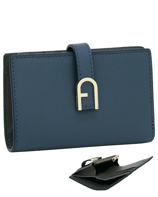 【2025年秋冬 新作】 フルラ Furla Flow コンパクト財布 M GRIGIO BLU+URBAN GRAY int. ブルー+グレー WP00401_BX2045_1007_4544S フロー 二つ折り コンパクトウォレ レディース 【新品 新作 未使用 正規品】