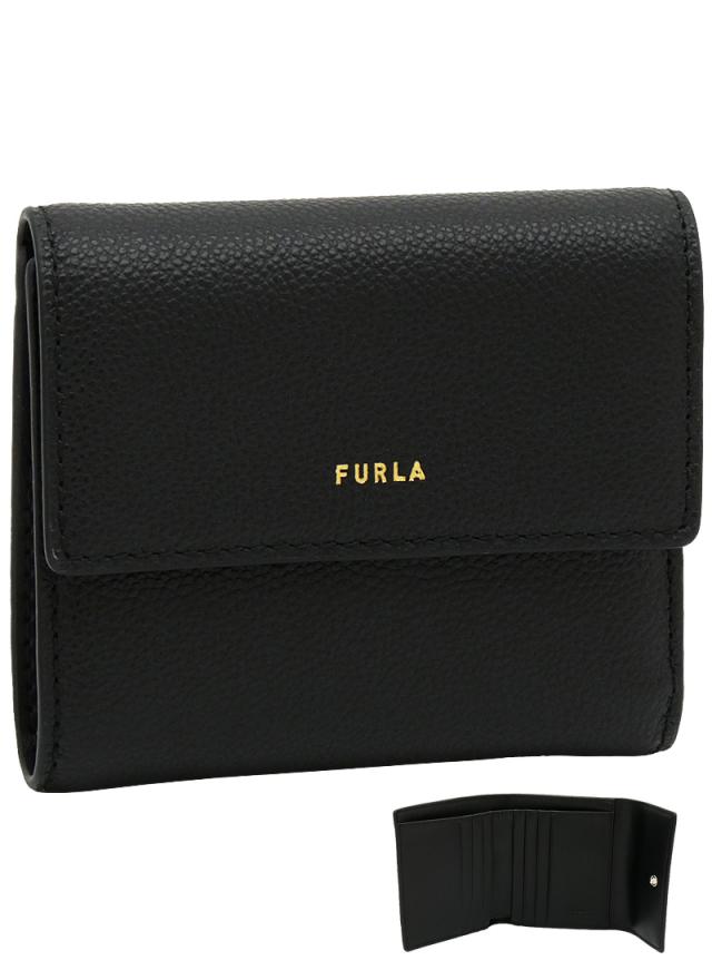 【2025年秋冬 新作】 フルラ Furla Goccia コンパクトウォレット M NERO ブラック WP00469_BX3036_1007_O6000 ゴッチャ 三つ折り 財布 小銭入れ付 レディース 【新品 新作 未使用 正規品】