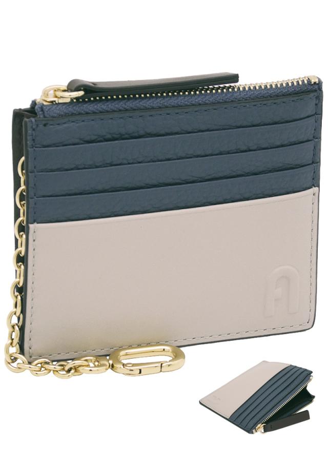 【2025年秋冬 新作】 フルラ Furla Grazia カードケース S GRIGIO BLU+VANIGLIA+ESPRESSO ブルー+バニラ+ブラウン WP00495_BX1588_1007_4553S グラツィア カードホルダー ケース 小銭入れ レディース 【新品 新作 未使用 正規品】
