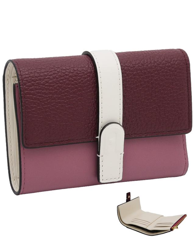 【2025年秋冬 新作】 フルラ Furla Grazia ジップポケット付コンパクト財布 M RUBINO+BLUSH PINK+PANNA ダークレッド+ピンク WP00496_BX1588_1007_4551S グラツィア 三つ折り コンパクトウォレット レディース 【新品 新作 未使用 正規品】