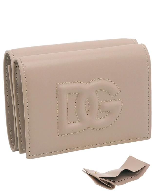 ドルチェ＆ガッバーナ DOLCE&GABBANA DGロゴ フレンチフラップウォレット BI3276AG08180402 ドルガバ 三つ折り財布 小銭入れ付 ピンクベージュ レディース 【新品 新作 未使用 正規品】