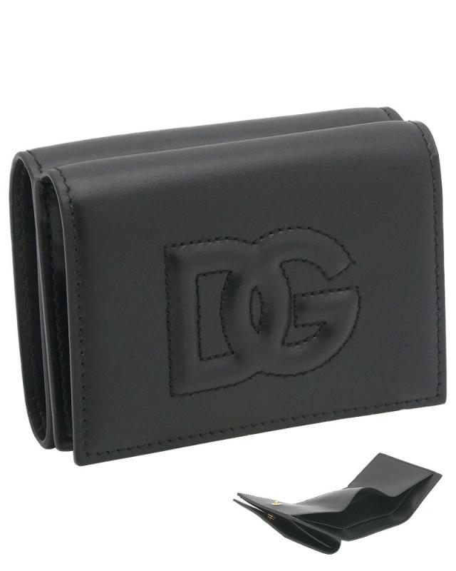 ドルチェ＆ガッバーナ DOLCE&GABBANA DGロゴ フレンチフラップウォレット BI3276AG08180999 ドルガバ 三つ折り財布 小銭入れ付 ブラック レディース 【新品 新作 未使用 正規品】