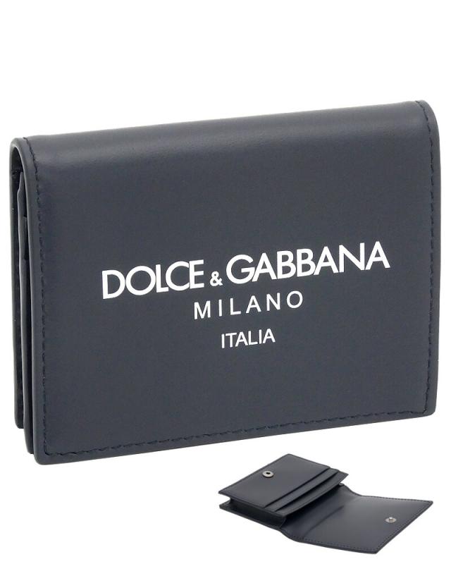 ドルチェ＆ガッバーナ DOLCE&GABBANA カードケース カーフスキン BP1643AN244HBII7 ドルガバ Dolce&Gabbana Milanoロゴ 名刺ケース ネイビー メンズ 【新品 新作 未使用 正規品】