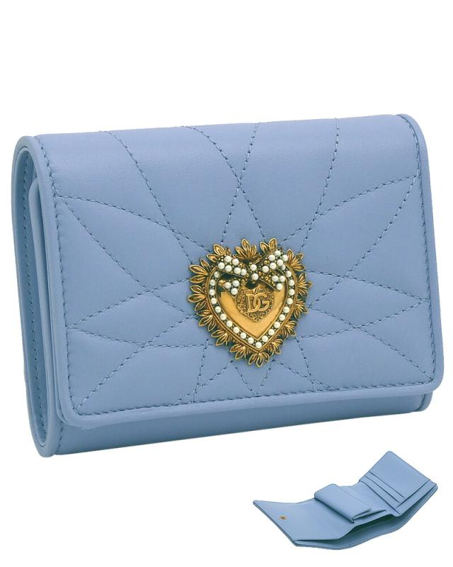 ドルチェ＆ガッバーナ DOLCE&GABBANA BI1269AV96780789 ドルガバ Devotionマトラッセナッパ 三つ折り 財布 ブルー レディース 【新品 新作 未使用 正規品】