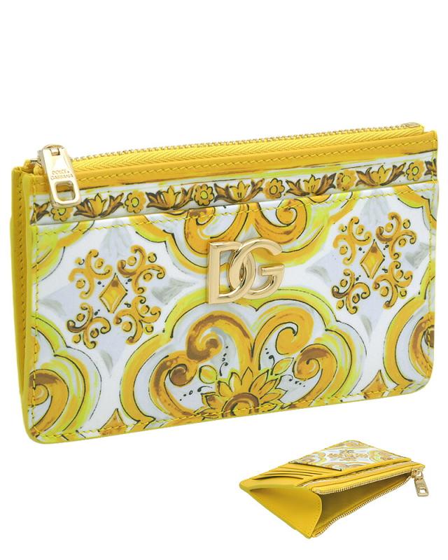 ドルチェ＆ガッバーナ DOLCE&GABBANA 3.5 カードケース BI1261AQ240HG3OB ドルガバ カードケース 小銭入れ付 マヨリカプリント イエロー 【新品 新作 未使用 正規品】