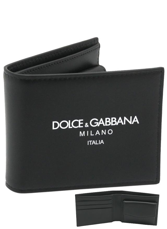 【2025年春夏新作】 ドルチェ＆ガッバーナ DOLCE&GABBANA バイフォールドウォレット カーフスキン ロゴ BP3102AN244HNII7 ドルガバ 二つ折り コンパクトウォレット 小銭入れ付財布 ブラック メンズ 【新品 新作 未使用 正規品】