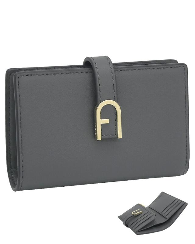 フルラ Furla Flow コンパクト財布 M SOIL ダークグレー WP00401_BX2045_1007_2269S フロー 二つ折り コンパクトウォレット レディース 【新品 新作 未使用 正規品】
