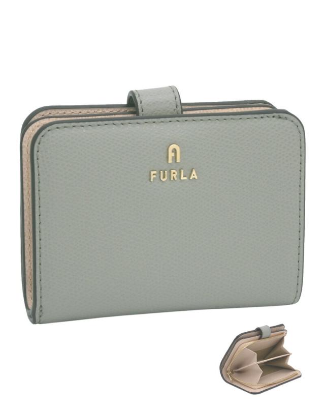【2025年春夏 新作】 フルラ Furla Camelia コンパクト財布 S AGAVE b+BALLERINA i int. カーキ+ピンクベージュ WP00315_ARE000_1007_3573S カメリア 二つ折り コンパクトウォレット レディース 【新品 新作 未使用 正規品】
