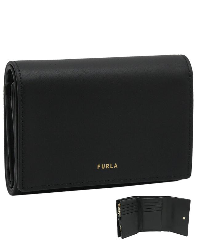 【2025年春夏 新作】 フルラ Furla Nuvola コンパクト財布 M NERO ブラック WP00487_BX2045_1007_O6000 ヌヴォラ 三つ折り コンパクトウォレット レディース 【新品 新作 未使用 正規品】