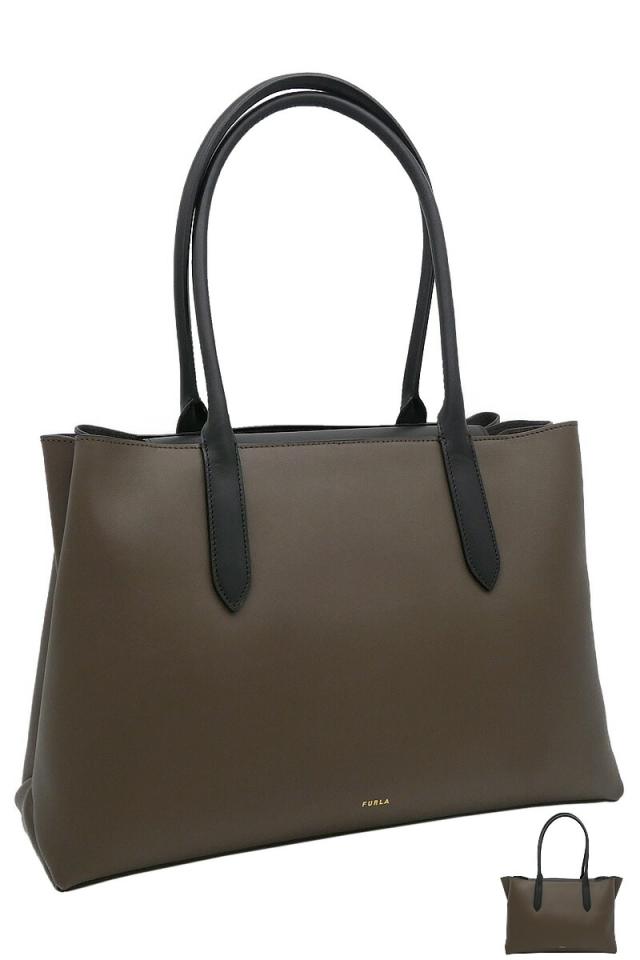 【2025年春夏 新作】 フルラ Furla Meridiana トートバッグ L MOGANO+NERO+BROWN int. ブラウン系 WB01530_BX3169_1007_3588S メリディアナ ショルダーバッグ レディース 【新品 新作 未使用 正規品】