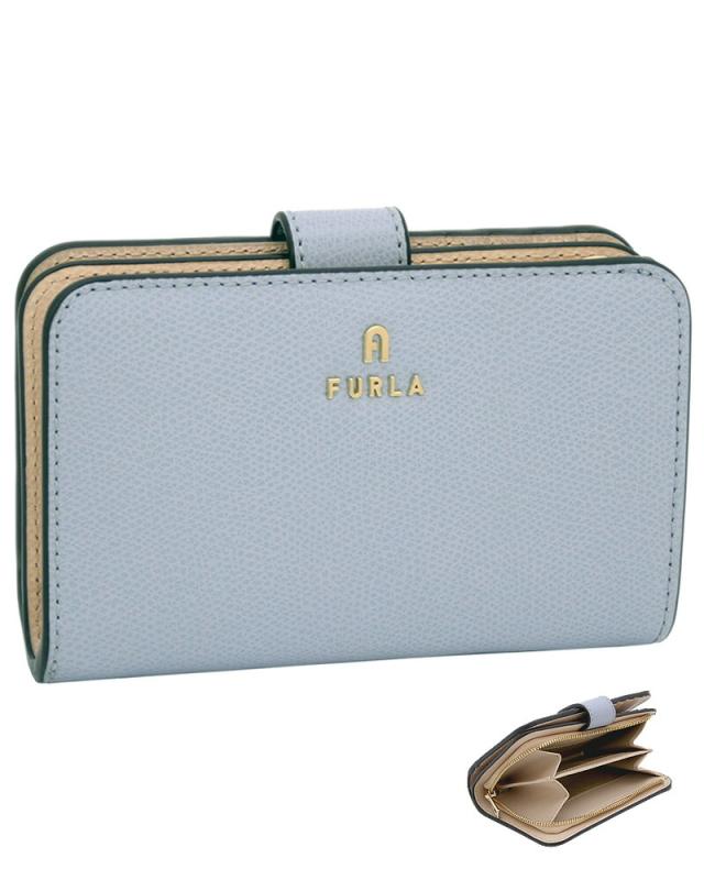 【2025年春夏 新作】 フルラ Furla Camelia コンパクト財布 M NUVOLA+BALLERINA i int. ブルーグレー+ピンクベージュ WP00314_ARE000_1007_3593S カメリア 二つ折り コンパクトウォレット レディース 【新品 新作 未使用 正規品】