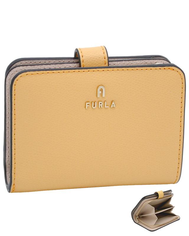 【2025年春夏 新作】 フルラ Furla Camelia コンパクト財布 S CREMA+BALLERINA i int. クリームイエロー+ピンクベージュ系 WP00315_ARE000_1007_3592S カメリア 二つ折り コンパクトウォレット レディース 【新品 新作 未使用 正規品】