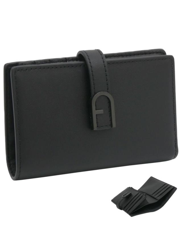 フルラ Furla Flow コンパクトウォレット M NERO ブラック WP00401_BX2045_1020_O6000 フロー スモール財布 二つ折り レディース 【新品 新作 未使用 正規品】