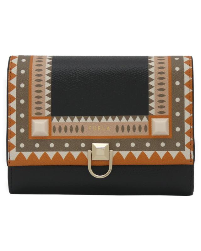 フルラ FURLA MISS MIMI' コンパクト財布 TONI FANGO ブラック＋マルチカラー WP00082_AX0460_1007_I0700 ミスミミー 二つ折り ミニ ウォレット レディース 【新品 新作 未使用 正規品】