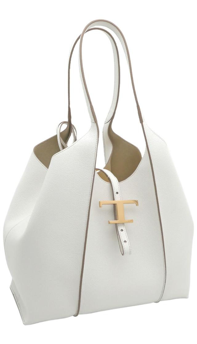【2025年春夏新作】 トッズ TOD'S T タイムレス レザー ショッピングバッグ スモール XBWTSBA0200Q8EB015 tods ショルダーバッグ ホワイト レディース 【新品 新作 未使用 正規品】