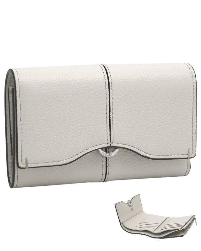【2025年秋冬新作】 トッズ TOD'S レザー ウォレット XAWDBNB3300XSOB015 tods 三つ折りコンパクト財布 小銭入れ付 ホワイト レディース 【新品 新作 未使用 正規品】