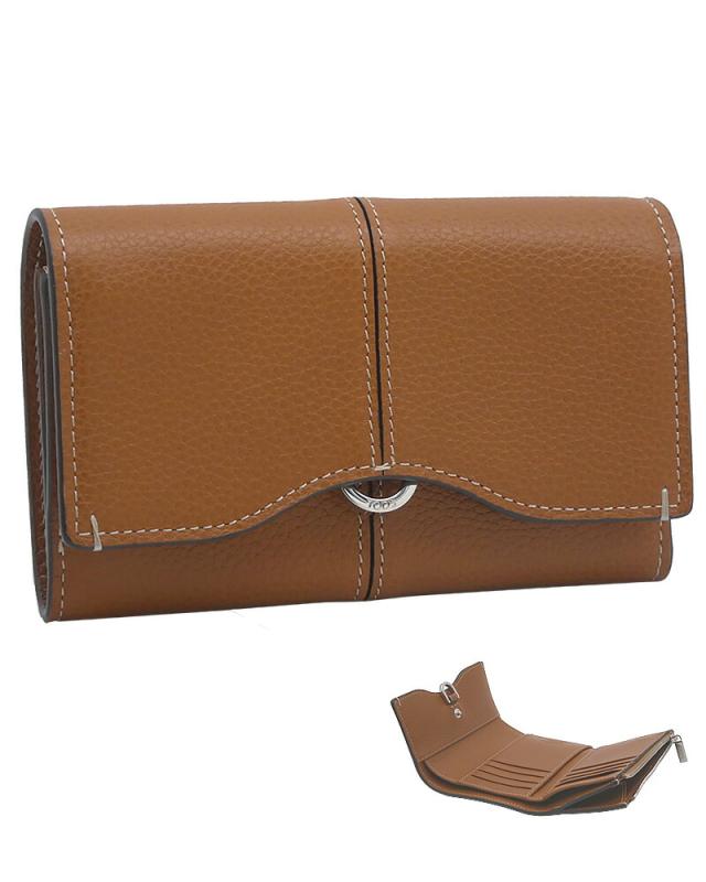 【2025年秋冬新作】 トッズ TOD'S レザー ウォレット XAWDBNB3300XSOS410 tods 三つ折りコンパクト財布 小銭入れ付 ブラウン レディース 【新品 新作 未使用 正規品】