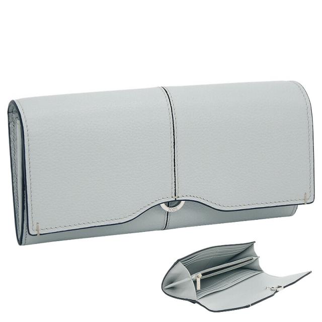 【2025年春夏新作】 トッズ TOD'S レザー ウォレット XAWDBNB0403XSOB215 tods 二つ折り長財布 小銭入れ付 グレー レディース 【新品 新作 未使用 正規品】